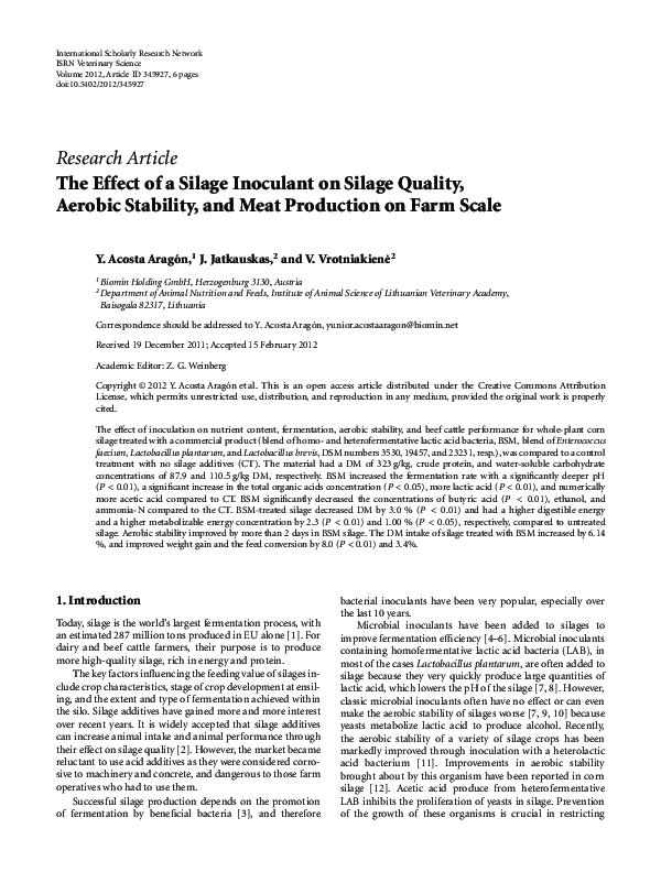 (PDF) The effect of a silage inoculant on silage quality, aerobic ...