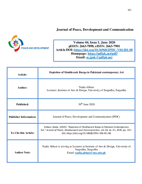 (PDF) Depiction of Shuttlecock Burqa in Pakistani contemporary Art