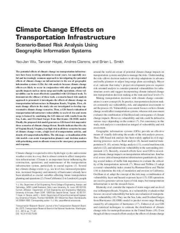 (PDF) Climate Change Effects on Transportation Infrastructure