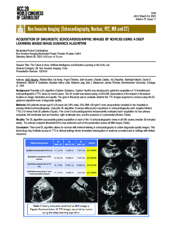 (PDF) Acquisition of Diagnostic Echocardiographic Images by Novices Using a Deep Learning Based ...