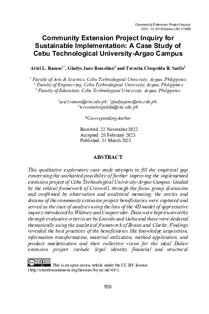 (PDF) Community Extension Project Inquiry for Sustainable ...