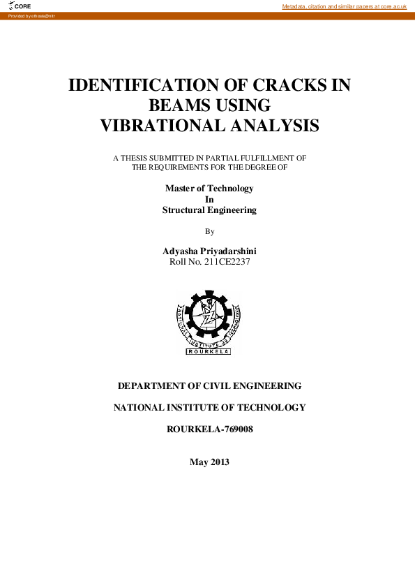 (PDF) Identification of cracks in beams using vibrational analysis