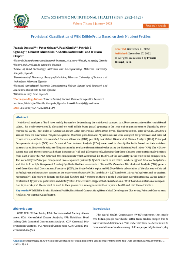 (PDF) Provisional Classification of Wild Edible Fruits Based on their ...