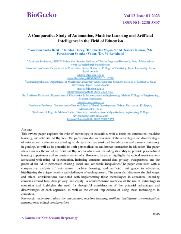 (PDF) A Comparative Study of Automation, Machine Learning and ...
