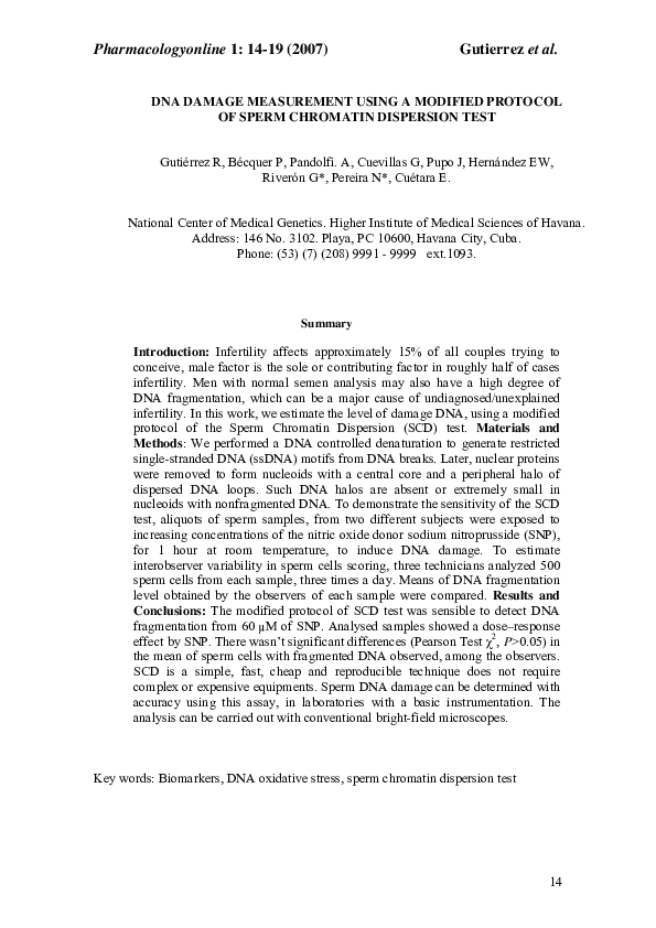 (PDF) Dna Damage Measurement Using a Modified Protocol of Sperm ...