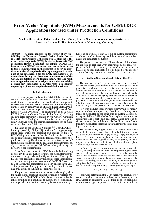 (PDF) Error Vector Magnitude (EVM) Measurements for GSM/EDGE ...