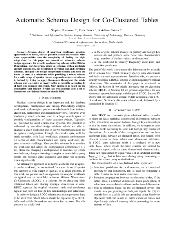 (PDF) Automatic schema design for co-clustered tables