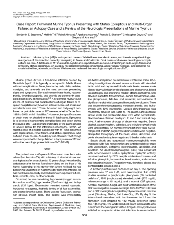 (PDF) Case Report: Fulminant Murine Typhus Presenting with Status ...