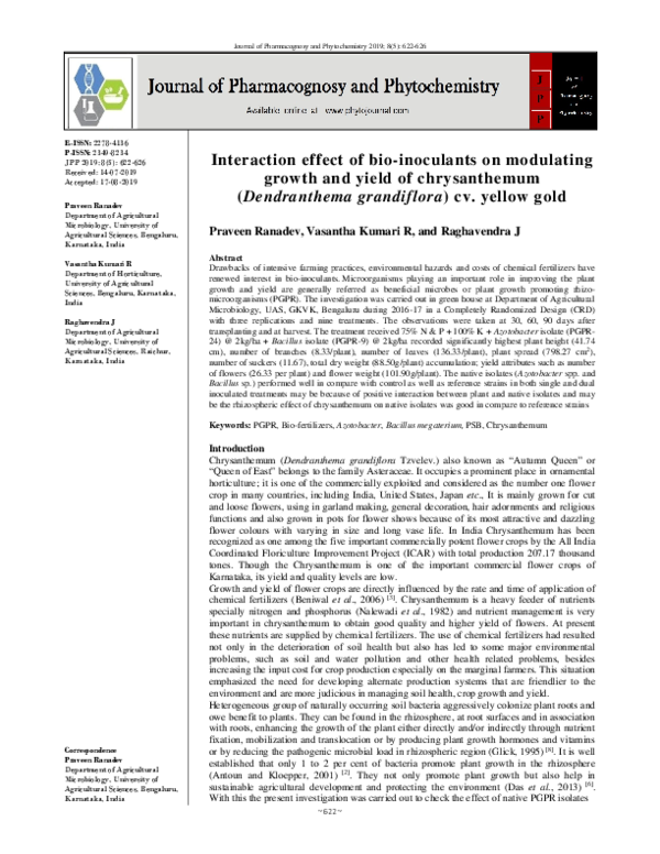 (PDF) Bio-inoculants Enhance Growth and Yield of Chrysanthemum