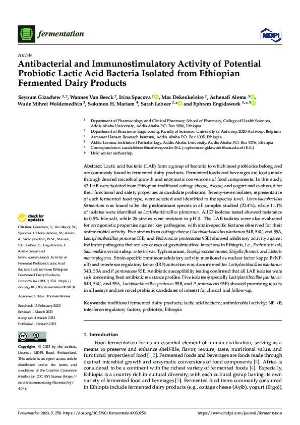 (PDF) Antibacterial and Immunostimulatory Activity of Potential Probiotic Lactic Acid Bacteria ...