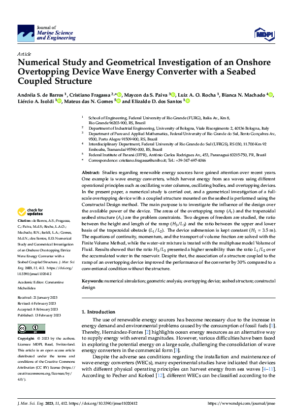 (PDF) Numerical Study and Geometrical Investigation of an Onshore Overtopping Device Wave Energy ...