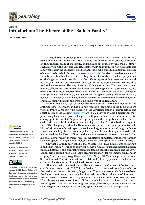 (PDF) Introduction: The History of the “Balkan Family”