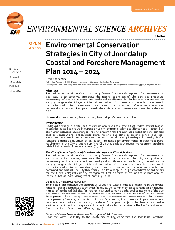(PDF) Environmental Conservation Strategies in City of Joondalup ...