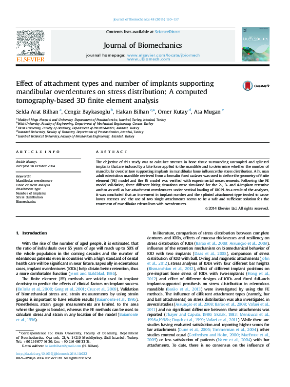 Pdf Effect Of Attachment Types And Number Of Implants Supporting Mandibular Overdentures On
