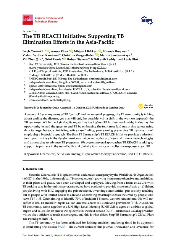 (PDF) The TB REACH Initiative: Supporting TB Elimination Efforts in the ...