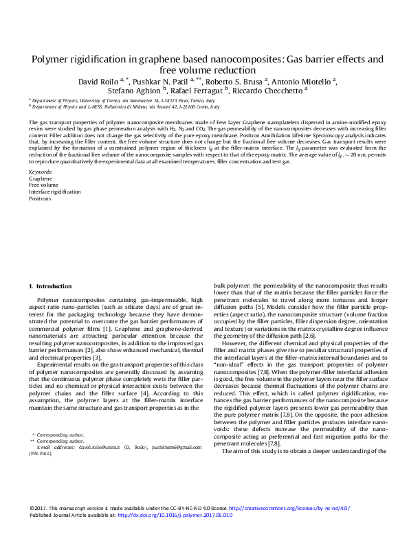 (PDF) Polymer rigidification in graphene based nanocomposites: Gas ...