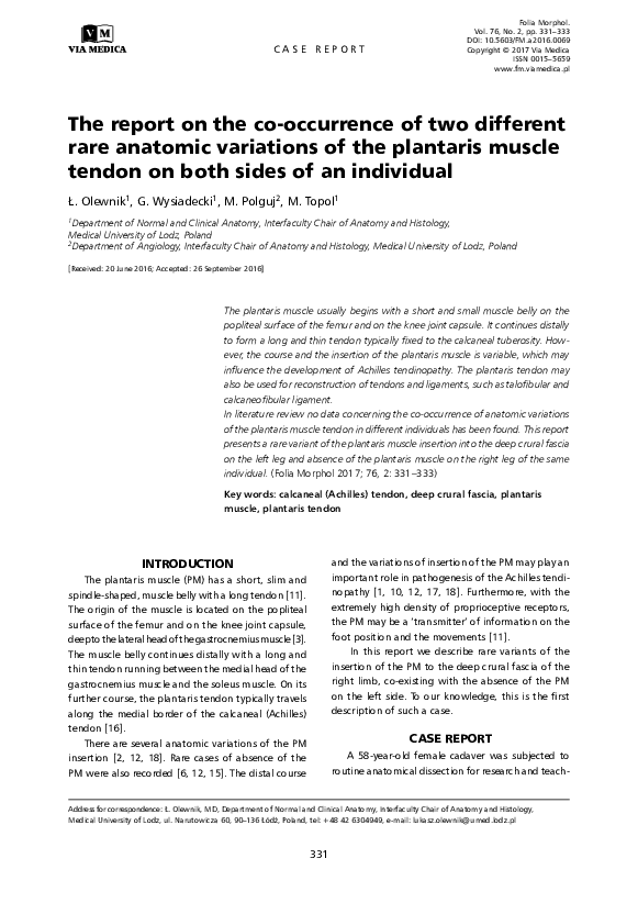 (PDF) The report on the co-occurrence of two different rare anatomic ...