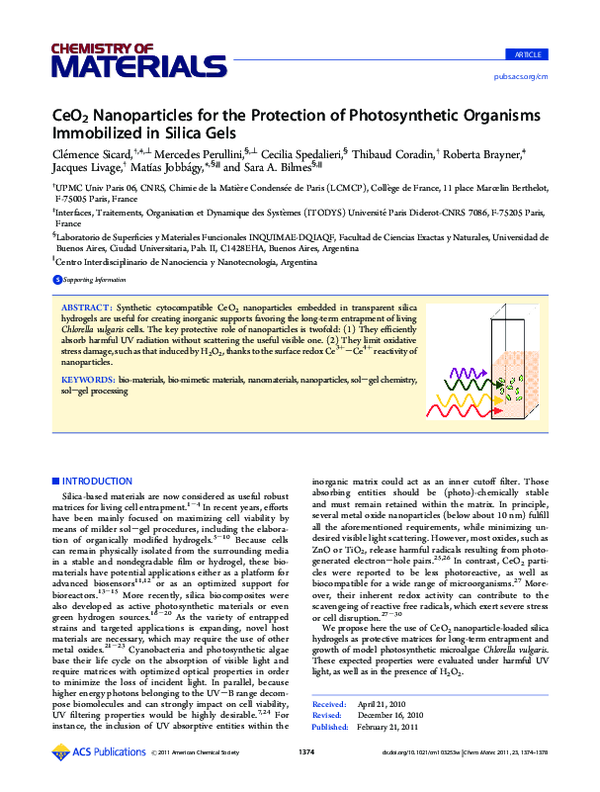 (PDF) Protective Effects of CeO2 Nanoparticles on Chlorella Cultures