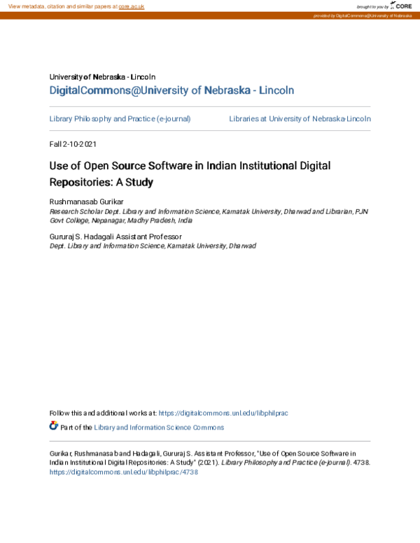 (PDF) Use of Open Source Software in Indian Institutional Digital ...