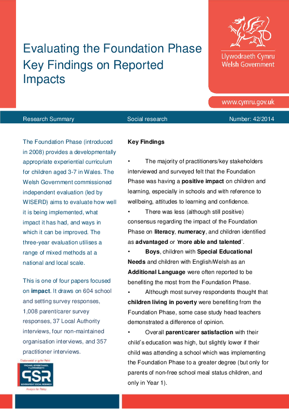 (PDF) Evaluating the Foundation Phase: key findings on reported impacts