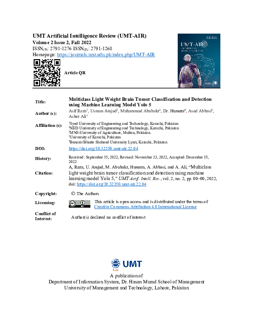 Pdf Multiclass Lightweight Brain Tumor Classification And Detection Using Machine Learning