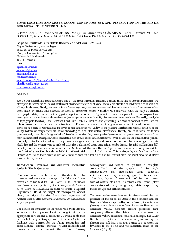 (PDF) Tomb Location and Grave Goods: Continuous Use and Destruction in ...