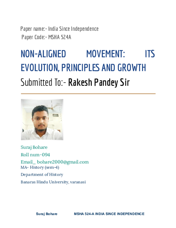 (PDF) NON-ALIGNED MOVEMENT: ITS EVOLUTION, PRINCIPL AND GROWTH