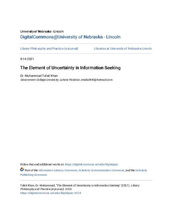 (PDF) The Element of Uncertainty in Information Seeking