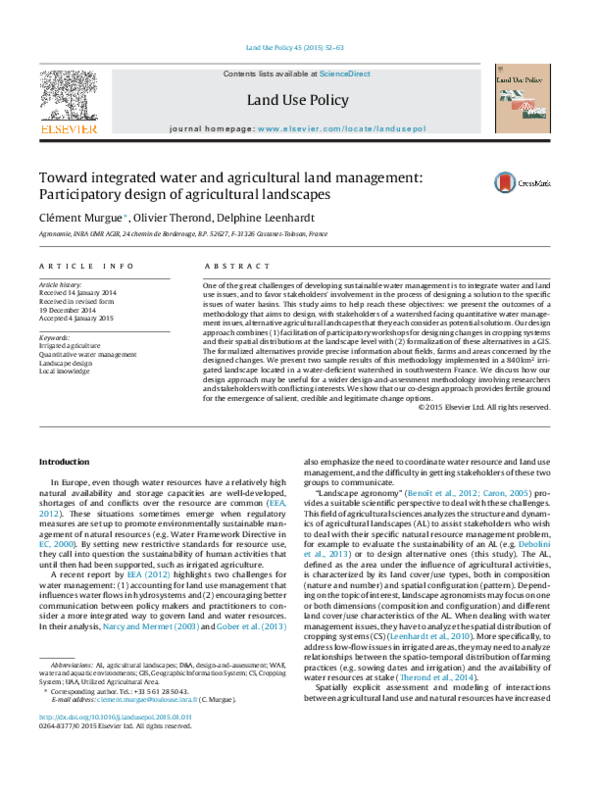 (PDF) Toward integrated water and agricultural land management ...