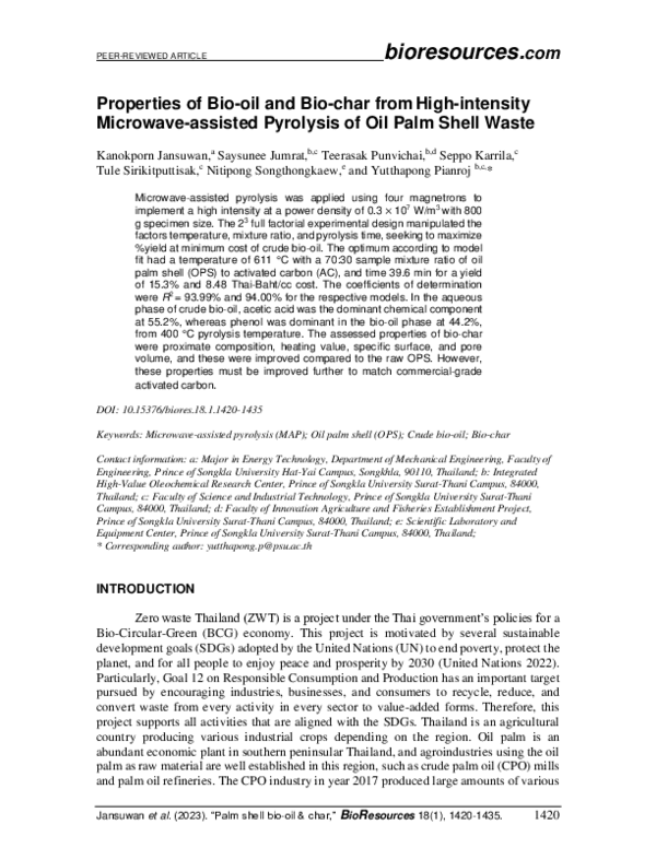 (PDF) Properties of bio-oil and bio-char from high-intensity microwave ...