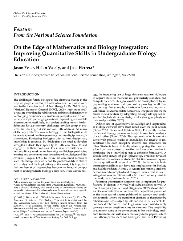 (PDF) On the Edge of Mathematics and Biology Integration: Improving ...