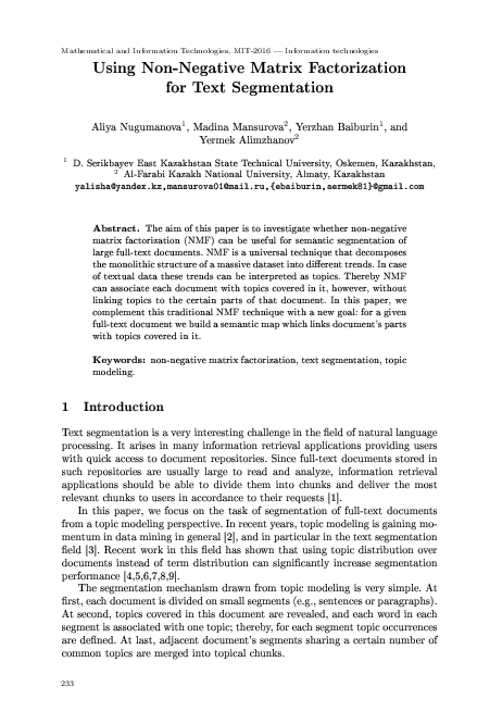 (PDF) Using Non-Negative Matrix Factorization for Text Segmentation
