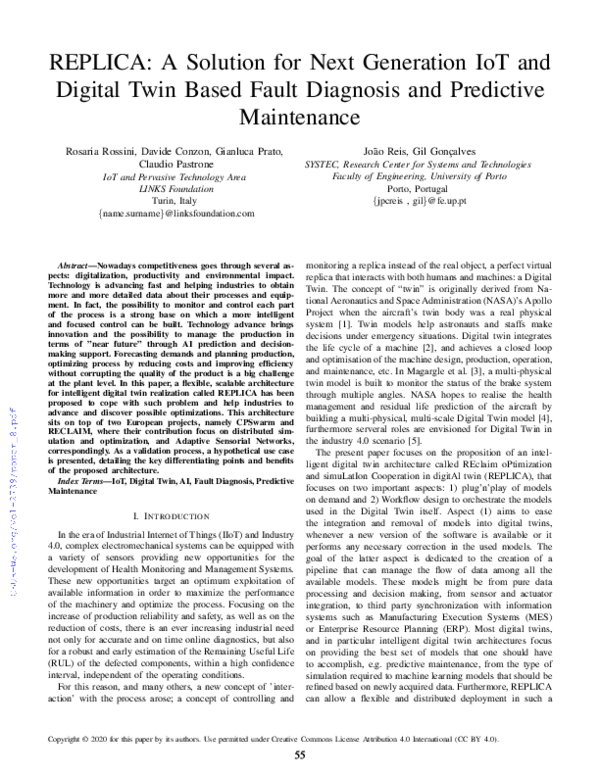 (PDF) REPLICA: A Solution for Next Generation IoT and Digital Twin Based Fault Diagnosis and ...