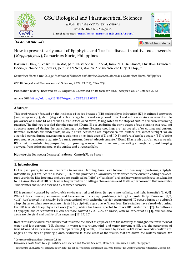 (PDF) How to prevent early onset of Epiphytes and ‘Ice-Ice’ disease in ...