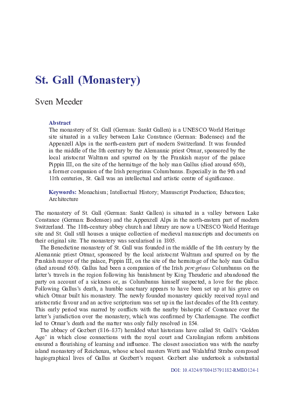 (PDF) St. Gall (Monastery
