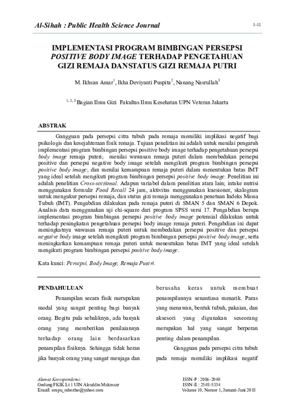 (PDF) Implementasi Program Bimbingan Persepsi Positive Body Image Terhadap Pengetahuan Gizi ...