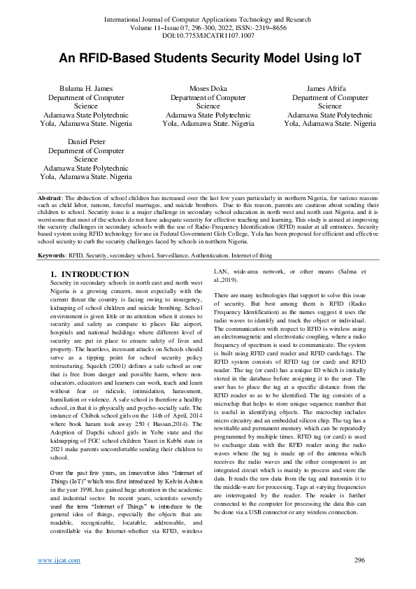 (PDF) An RFID-Based Students Security Model Using IoT