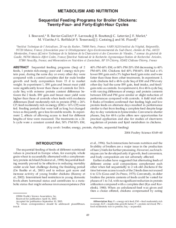 (PDF) Sequential Feeding Programs for Broiler Chickens: Twenty-Four ...