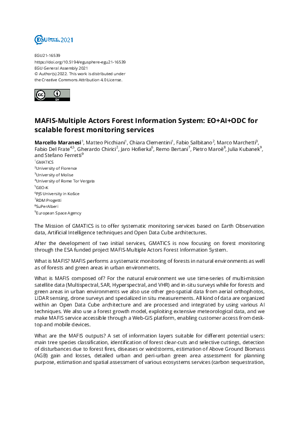 (PDF) MAFIS-Multiple Actors Forest Information System: EO+AI+ODC for ...