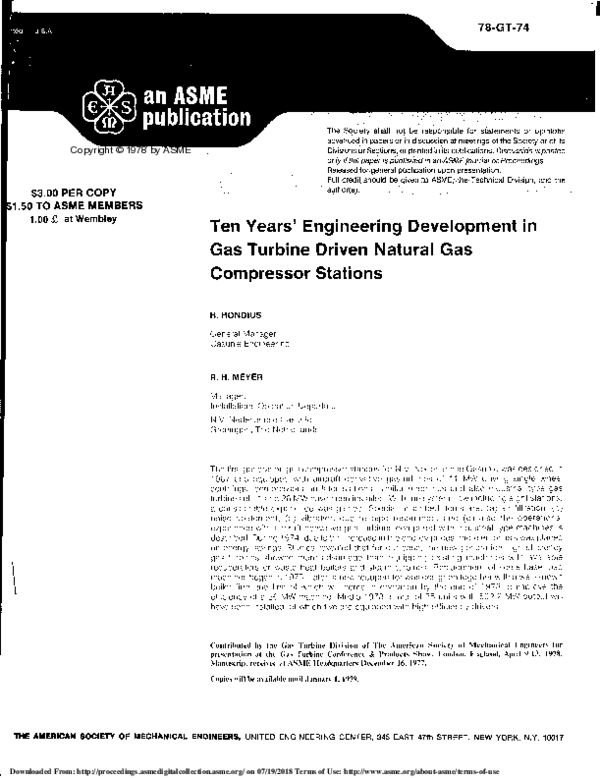 (PDF) Ten Years’ Engineering Development in Gas Turbine Driven Natural ...