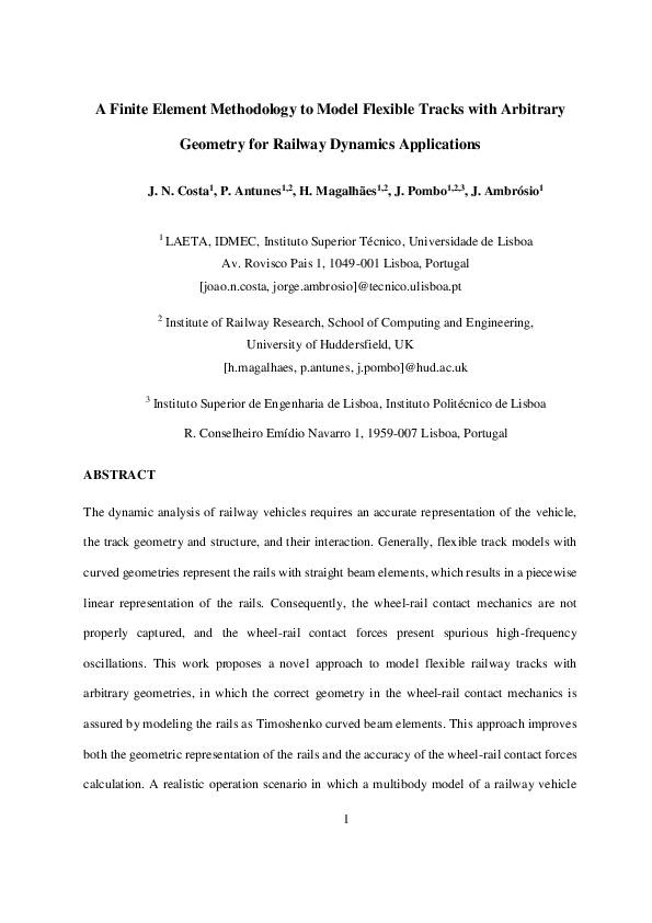 Pdf A Finite Element Methodology To Model Flexible Tracks With Arbitrary Geometry For Railway
