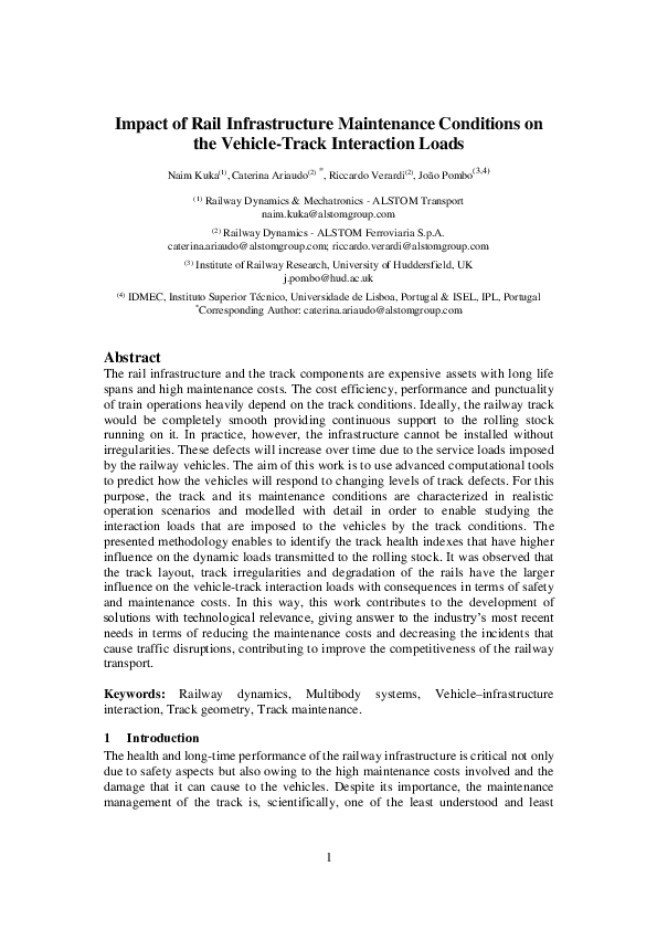(PDF) Impact of rail infrastructure maintenance conditions on the ...