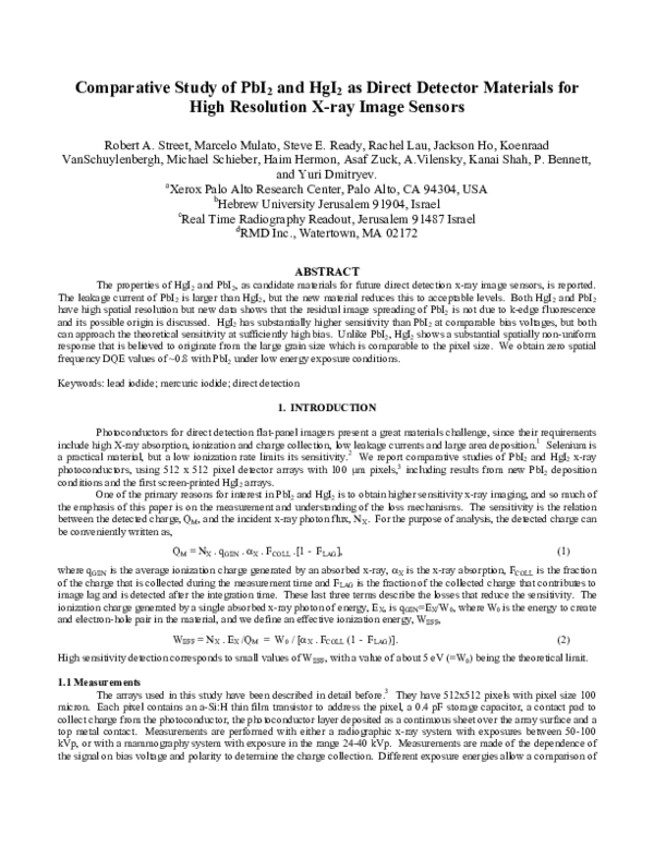 (PDF) Comparative study of Pbl 2 and Hgl 2 as direct detector materials ...