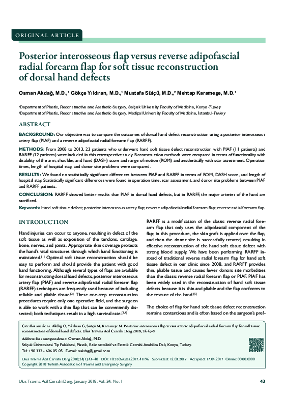 (PDF) Posterior Interosseous Flap versus Reverse Adipofascial Radial ...