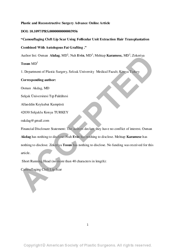 (PDF) Camouflaging Cleft Lip Scar Using Follicular Unit Extraction Hair ...