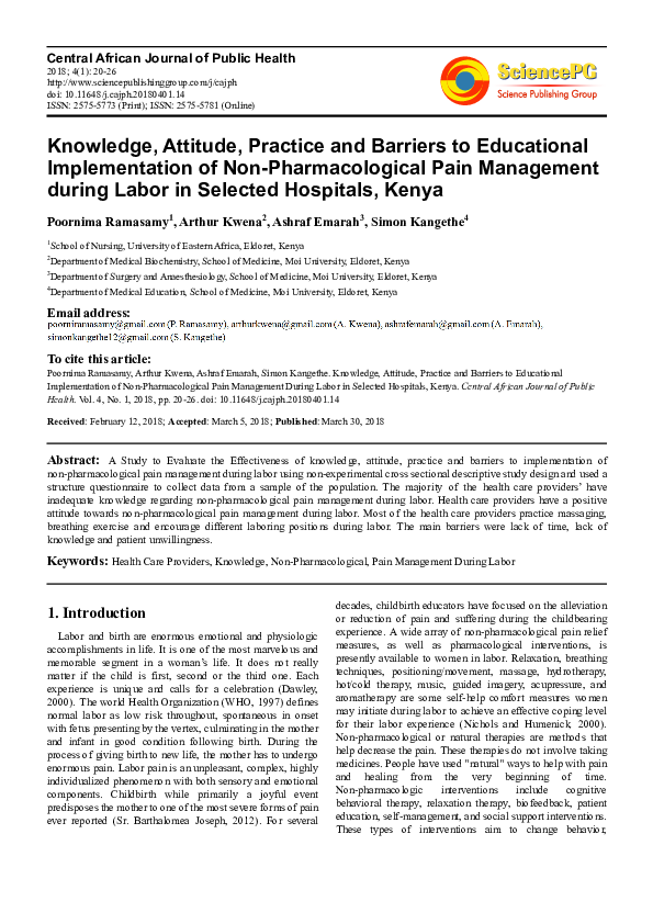 (PDF) Knowledge, Attitude, Practice and Barriers to Educational Implementation of Non ...