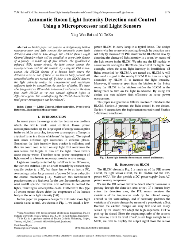 (PDF) Automatic room light intensity detection and control using a ...