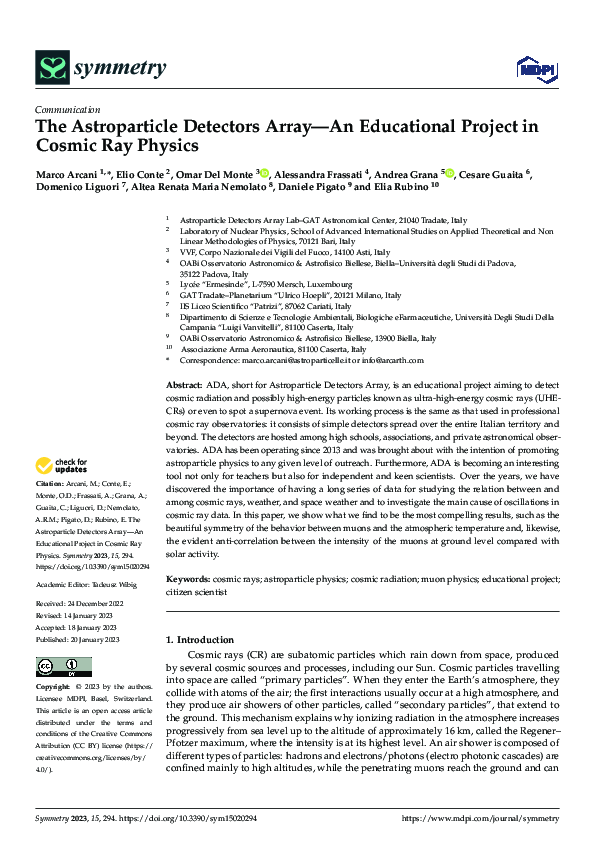 (PDF) The Astroparticle Detectors Array—An Educational Project in Cosmic Ray Physics