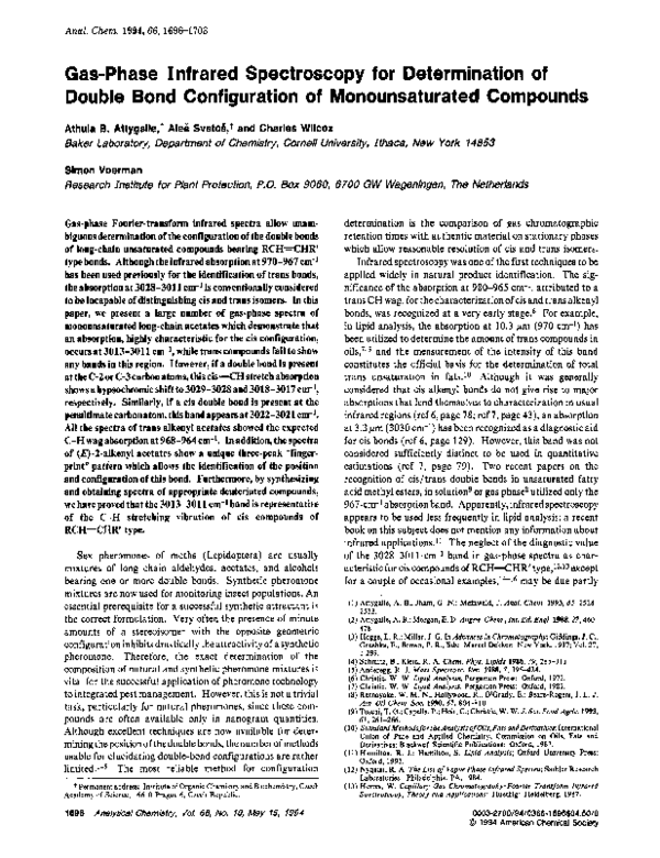 (PDF) Gas-Phase Infrared Spectroscopy for Determination of Double Bond ...