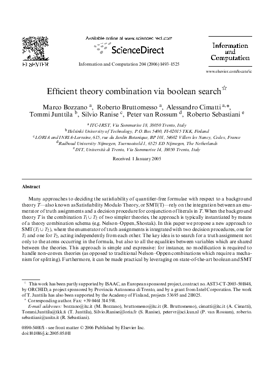 Pdf Efficient Theory Combination Via Boolean Search